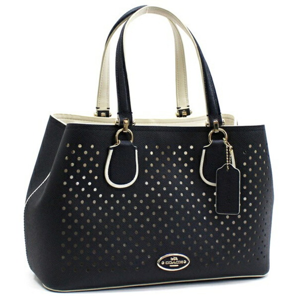 OTHERS | Bags | Coach Small Kit Carryall Tote Bag Punching Leather Navy ...